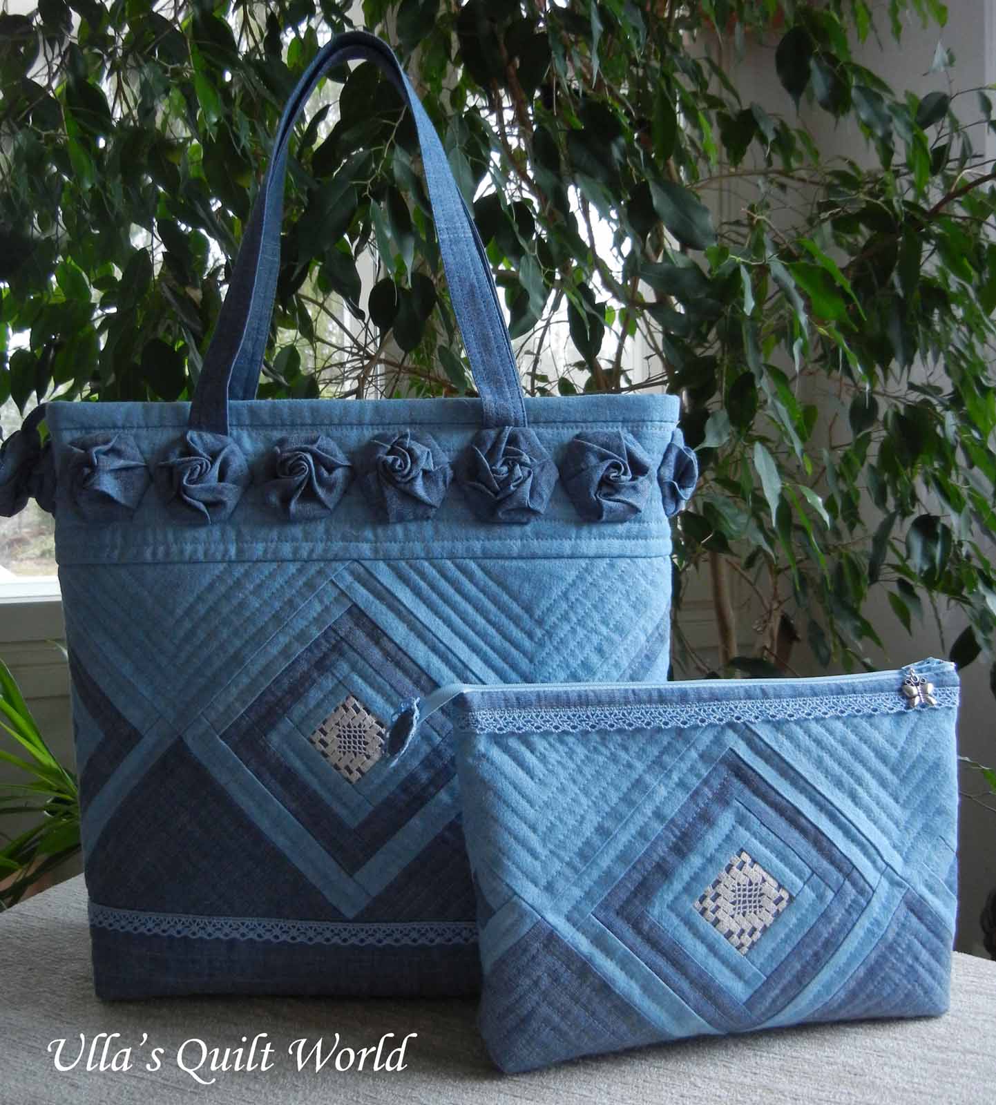 Quilted pouch and bag + Cathedral window quilt bag | Ulla's Quilt World ...