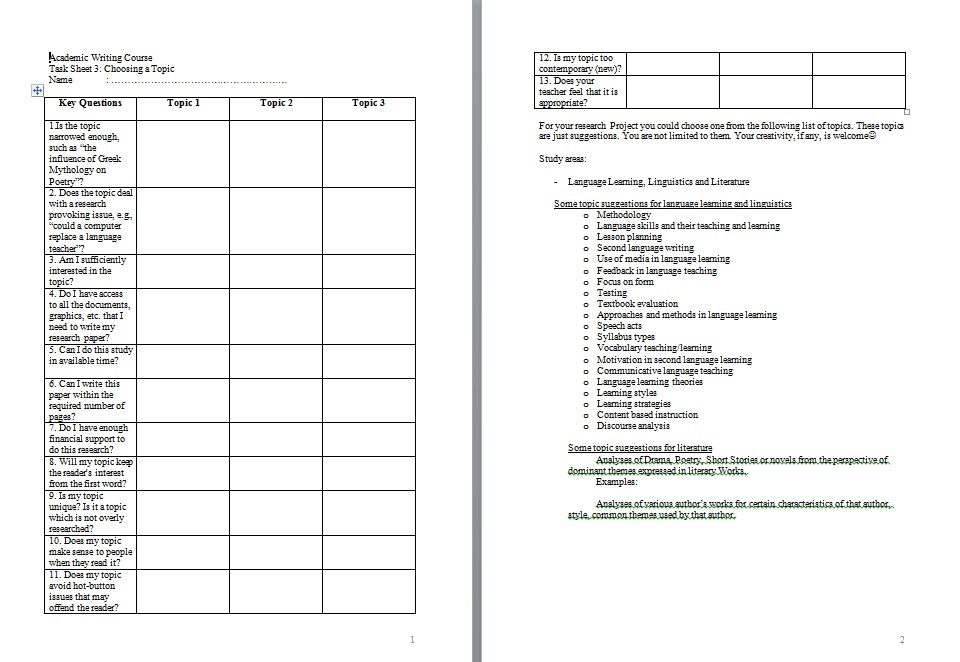 KTU ACADEMIC WRITING: Task sheet 2 and 3 for the academic writing class ...