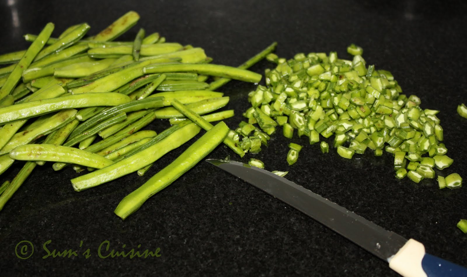 Sum's Cuisine: Gorikai Matodi Palya - Cluster beans and lentil stir fry