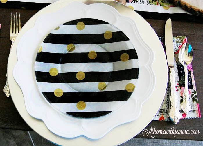 DIY French Black and White Stripe Plates - At Home with Jemma