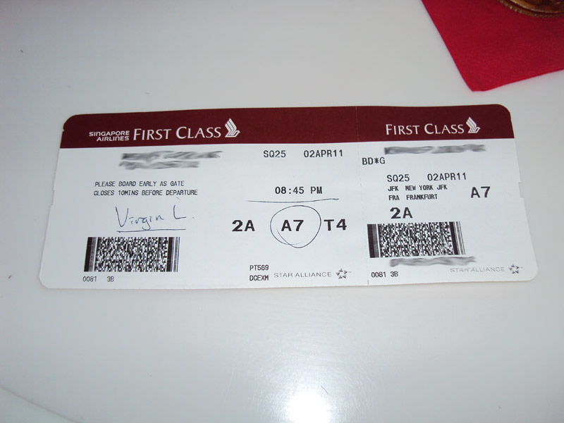 On Board: Singapore Airlines First Class: New York JFK - Frankfurt