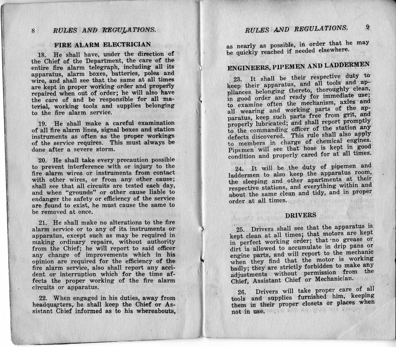 Asheville Fire Department History: Old Fire Department Rules and ...