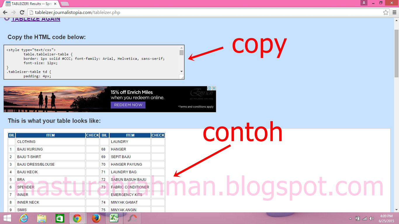 .: Tutorial Cara Meletakkan Table di Posting Blog