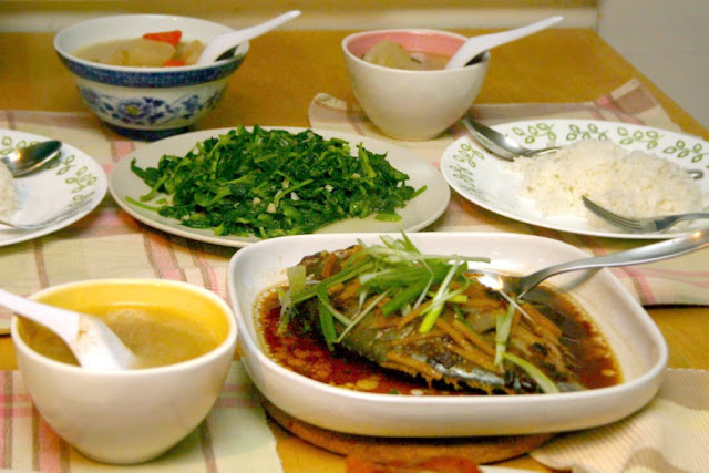 The Red Gingham: Homecooked Chinese Dinner: Steamed Fish with Ginger ...