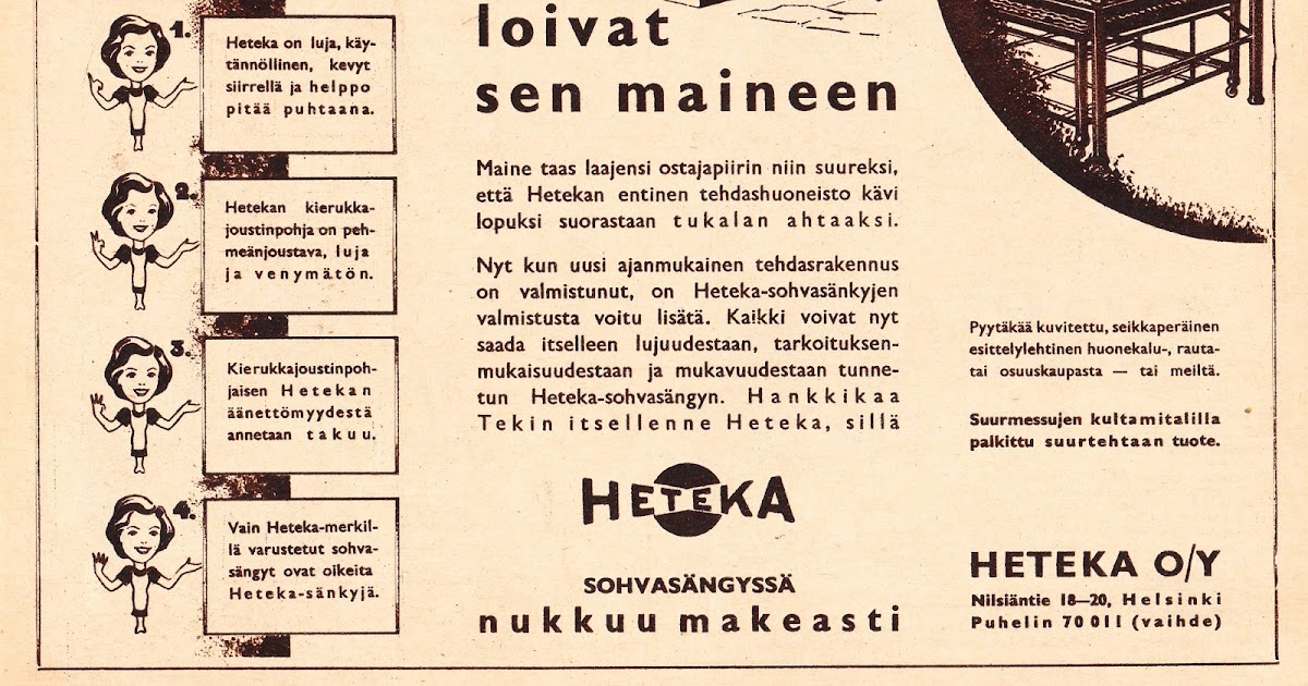 Vanhoja mainoksia: Heteka 1937