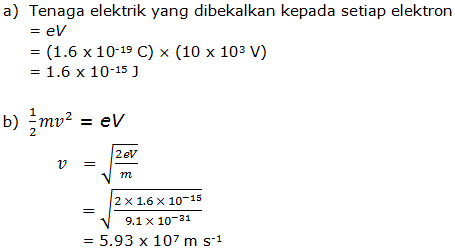 Fizik 4 5: Tenaga Kinetik & Halaju Elektron Dalam Tiub Sinar Katod