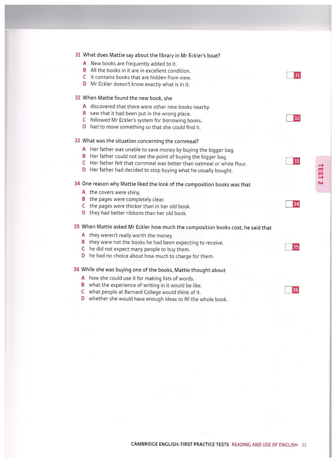 TALKACTIVE - FIRST: 6 - Practice Reading Exercises - Test 2