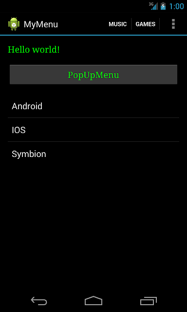 Dynamics Of Android Optionmenupopupmenucontextmenusubmenu