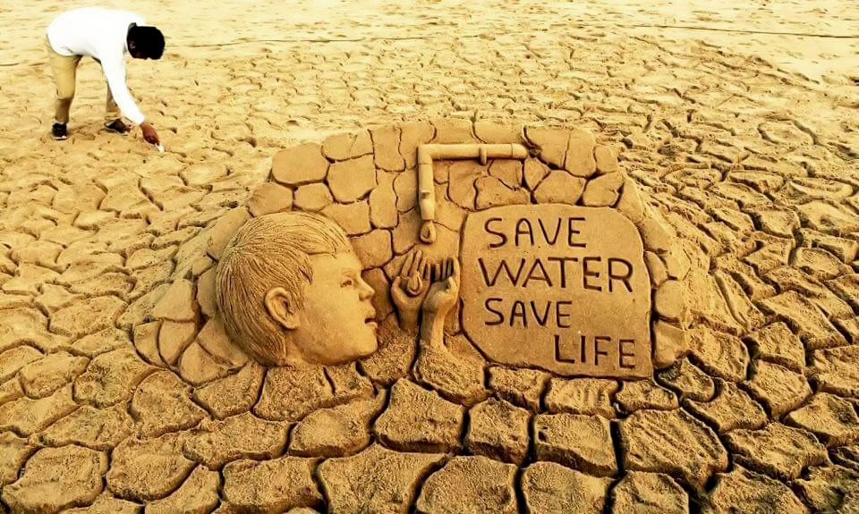 *Save Water Save Life* - Awesome Sand Art By Sudarsan Pattnaik at Puri ...