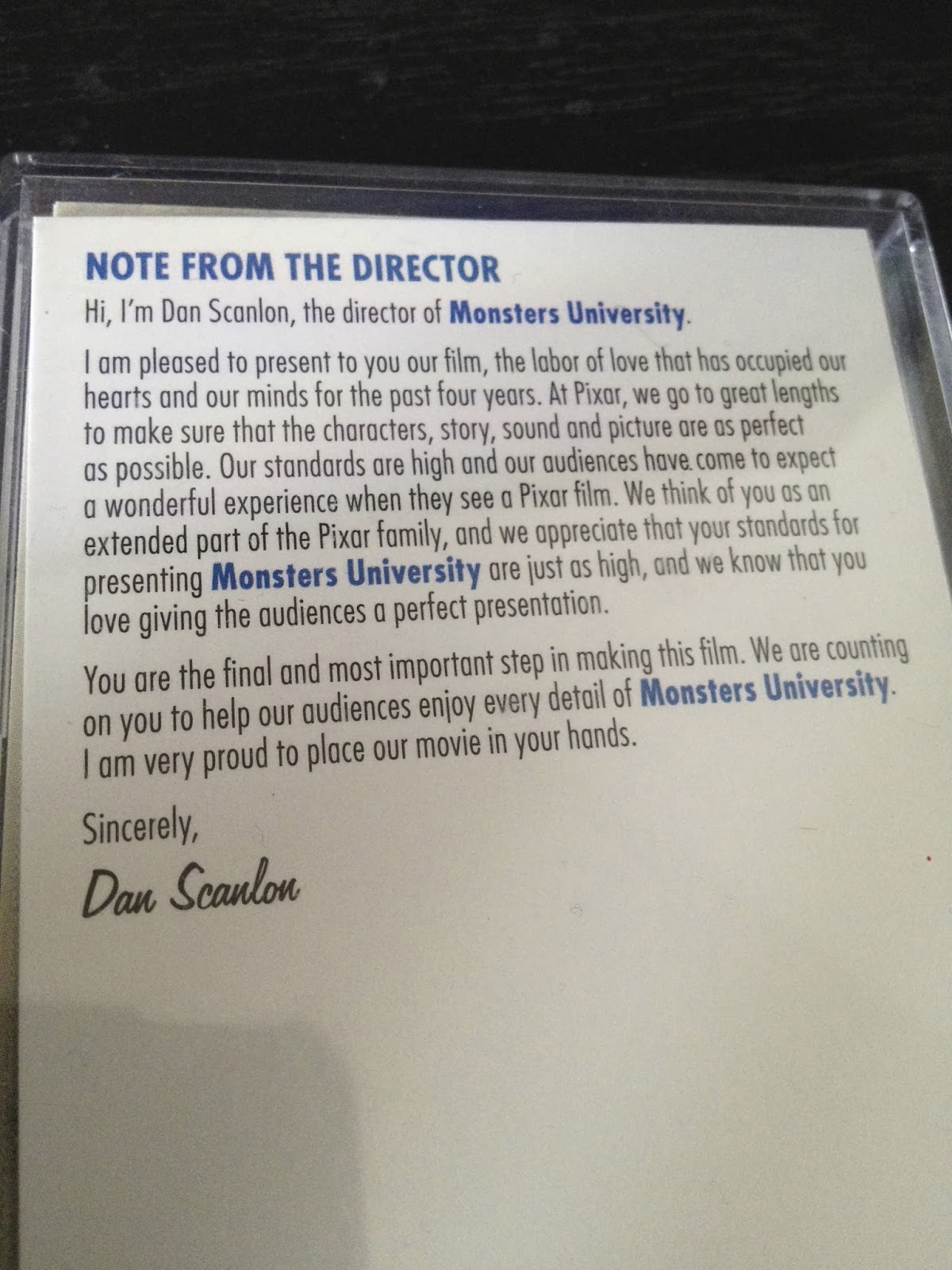 Dan the Pixar Fan: Monsters University: Projectionist Scare Cards - UPDATED