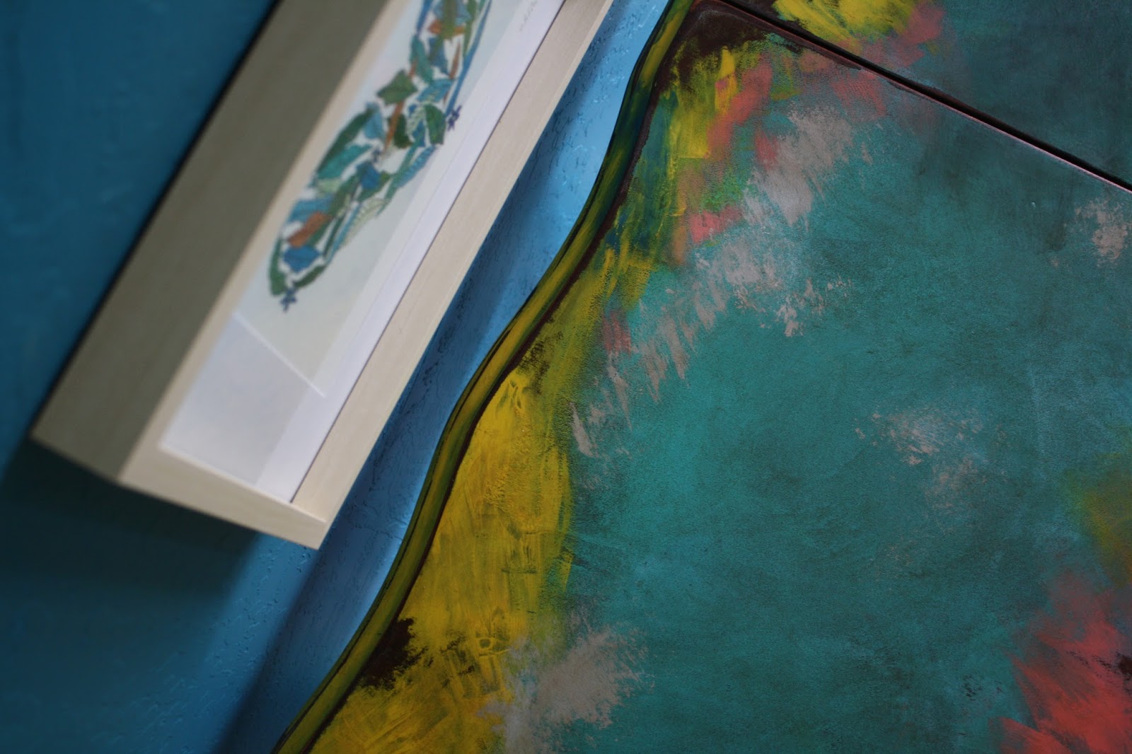 The Turquoise Iris ~ Furniture & Art: Abstract Painted Antique Table