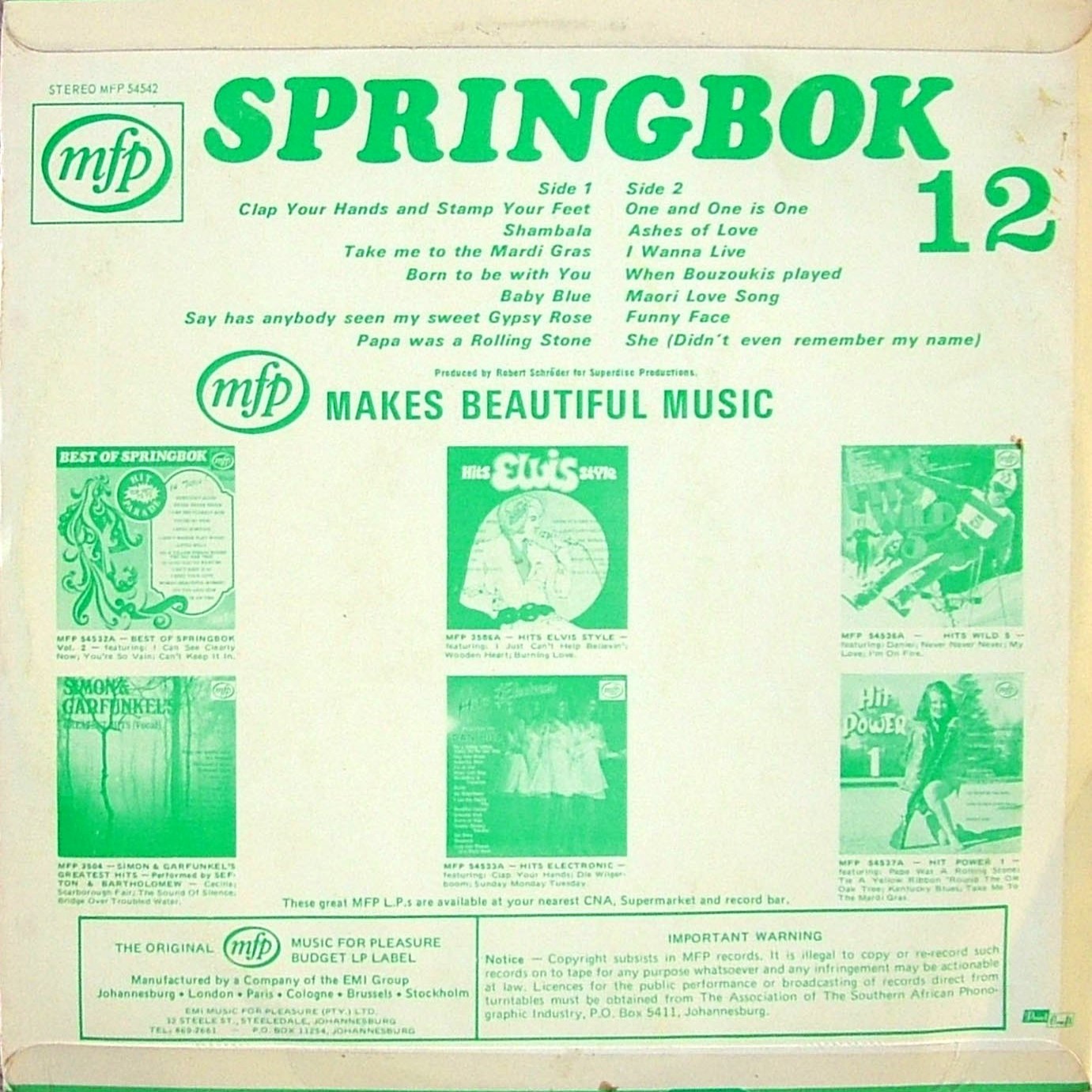 Copycat Cover Records: Springbok!