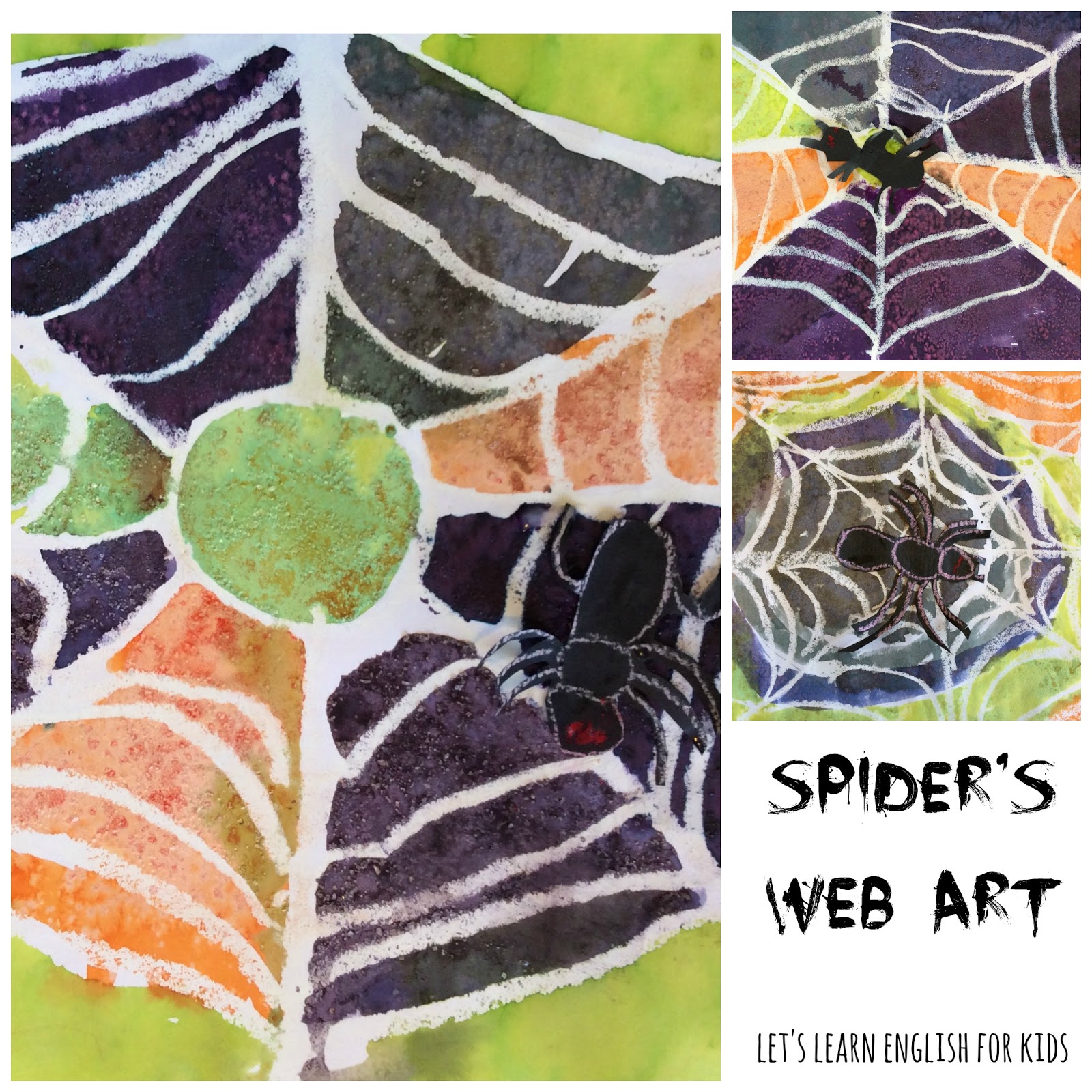 Let's Learn English for Kids: Spider Web art for Halloween