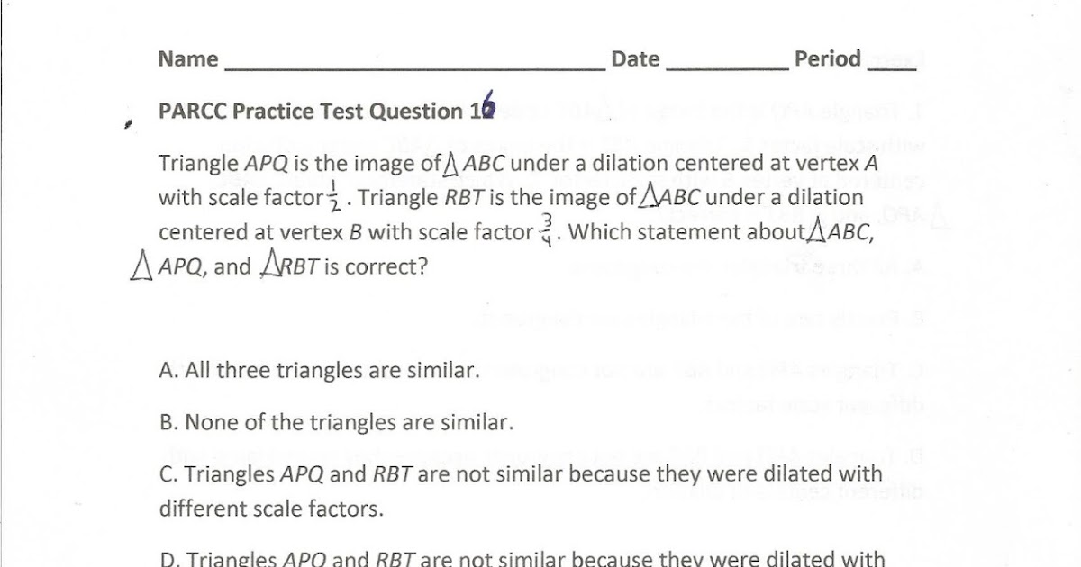 Geometry, Common Core Style: PARCC Practice Test Question 16 (Day 159)