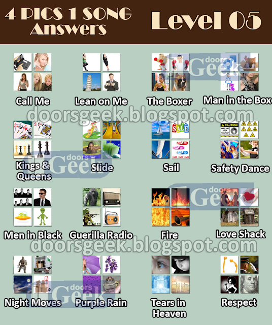 4 Pics 1 Song - Level 5 Answers ~ Doors Geek