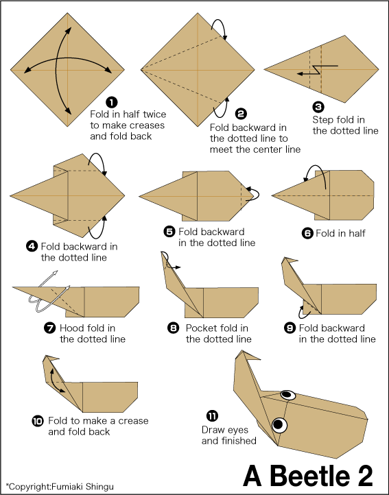 Beetle 2 - Easy Origami instructions For Kids
