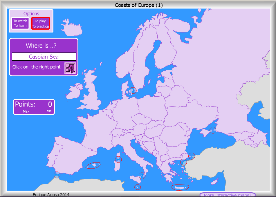 Maths, Science, ... Year 6: Coasts of Europe - game: "Where is ...?"