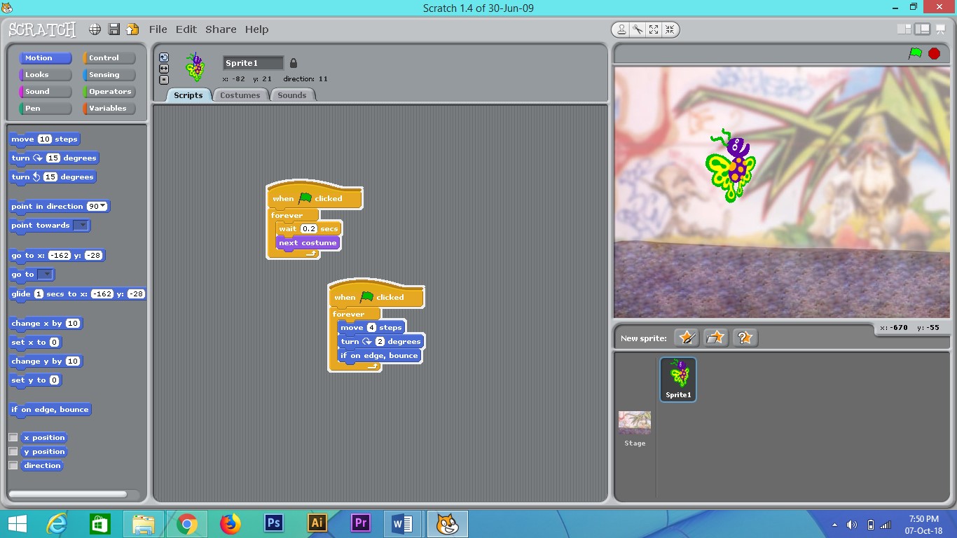 Script using Scratch to show Animation for Flying Butterflies - Scratch ...