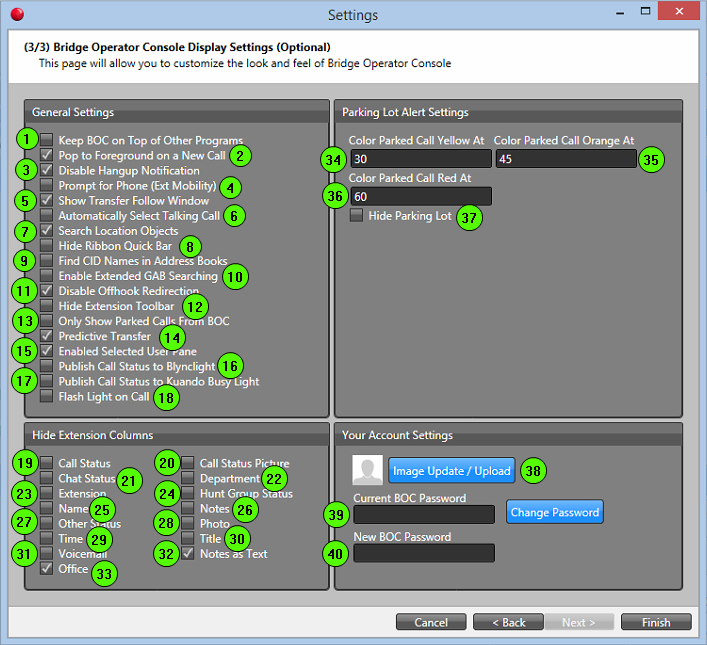 BOC Support: Windows BOC 3.3 User Guide - Settings