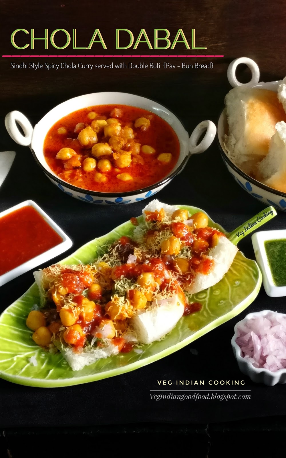 Veg Indian Cooking: Chola Dabal - Kabuli Chana Pav Chaat Recipe﻿