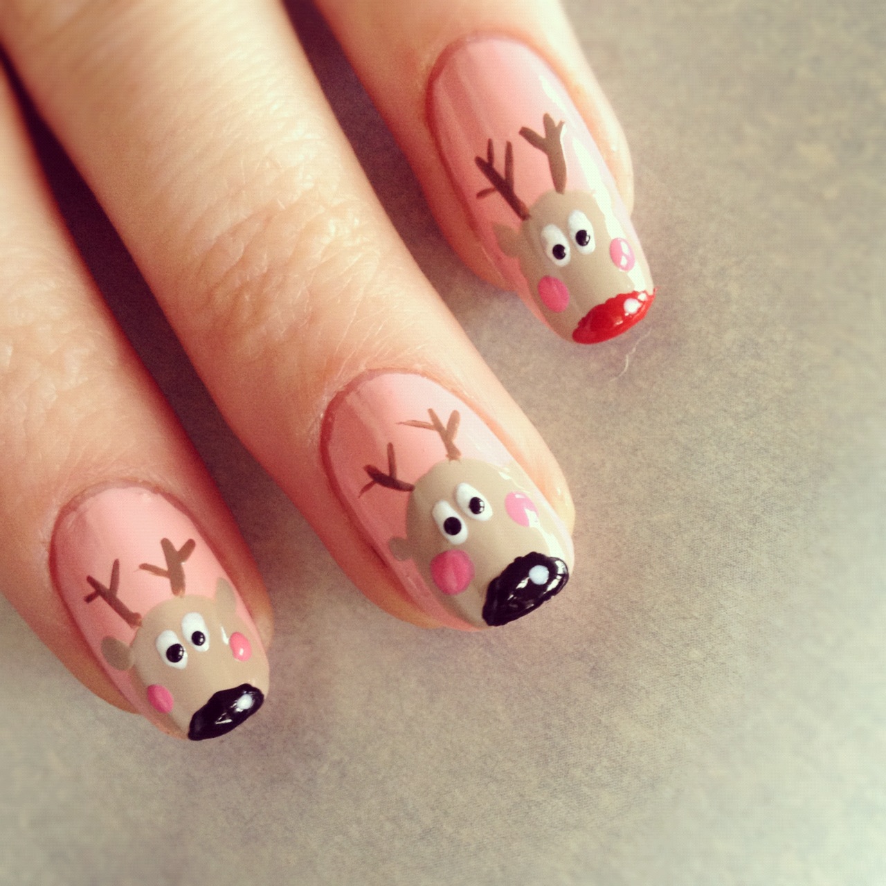 christmas nails! rudolph nail art: — Caroline Burke | Burkatron