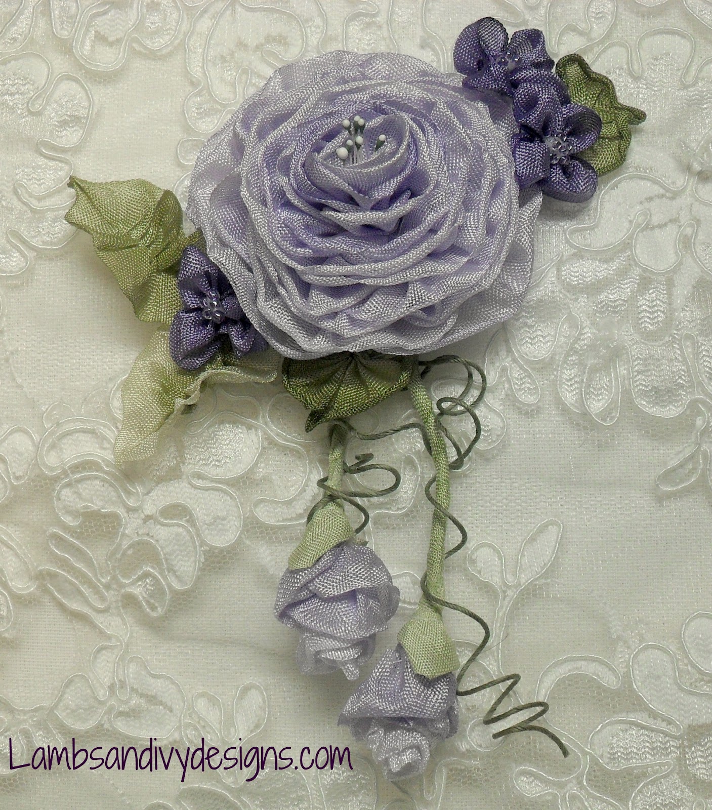 Lambs and Ivy Designs: Lilac Ribbonwork Rose