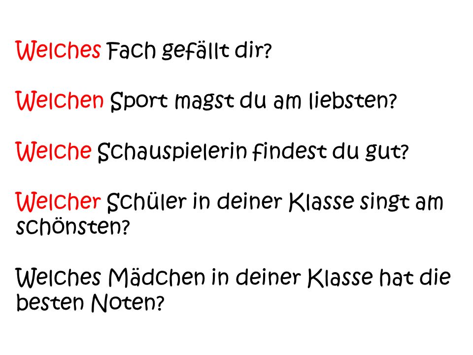 Alemán en La Vega: Welche, welcher, welches, welchen? ¿Qué? ¿Cuál?
