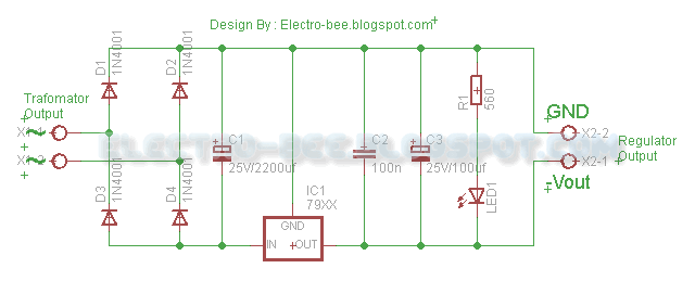 Rangkaian Power Supply Regulator IC 79XX