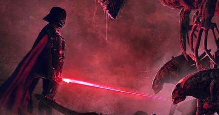 Darth Vader: POSTER PINTURA ACUARELA DARTH VADER VS ALIEN