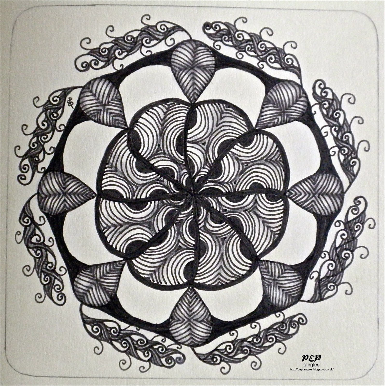 PEP tangles: MCC All About Zentangle - Wk 4 Zendalas