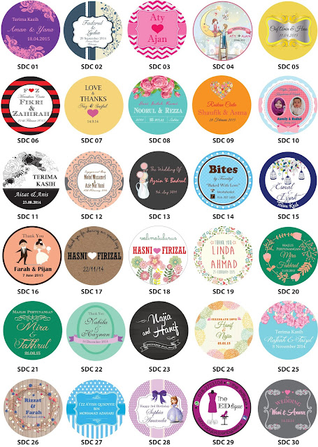 Oh Mai Wedding - Door gift Sticker Kahwin Bunting Button Badge