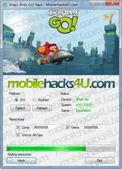 Angry Birds Go! Hack Add Coins, Gems and more for Android and iOS ...