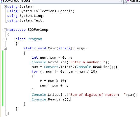 Program To Add a Digits of a Given Number Using C#.Net?