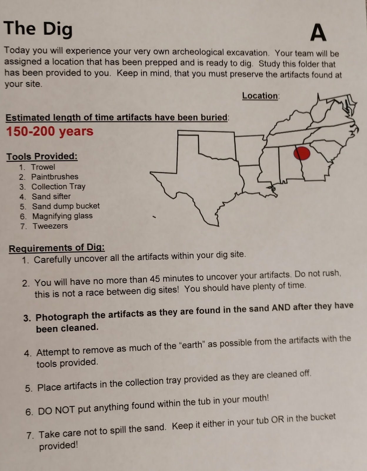 A View of the Web: Archaeological Dig - The Dig & Identification of ...