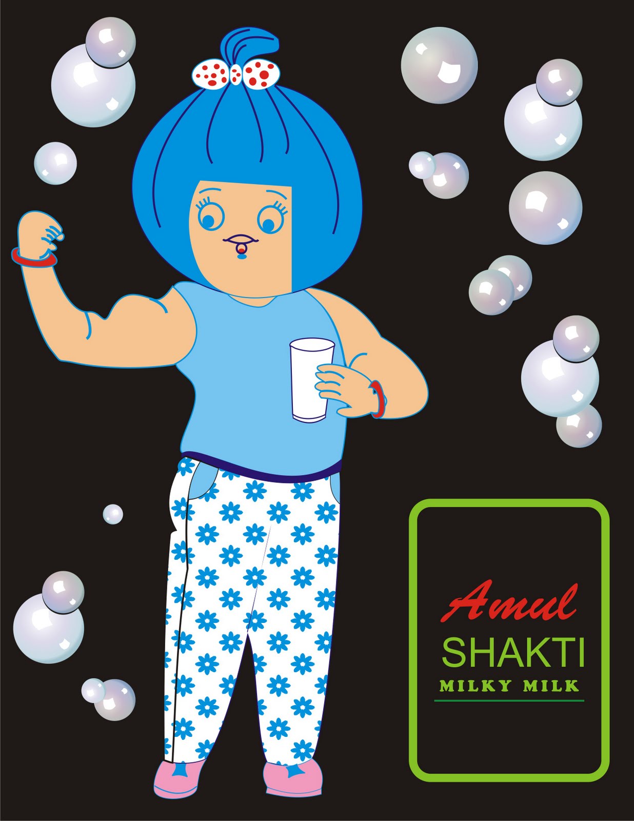 Amul Milk Girl Vector Drawing