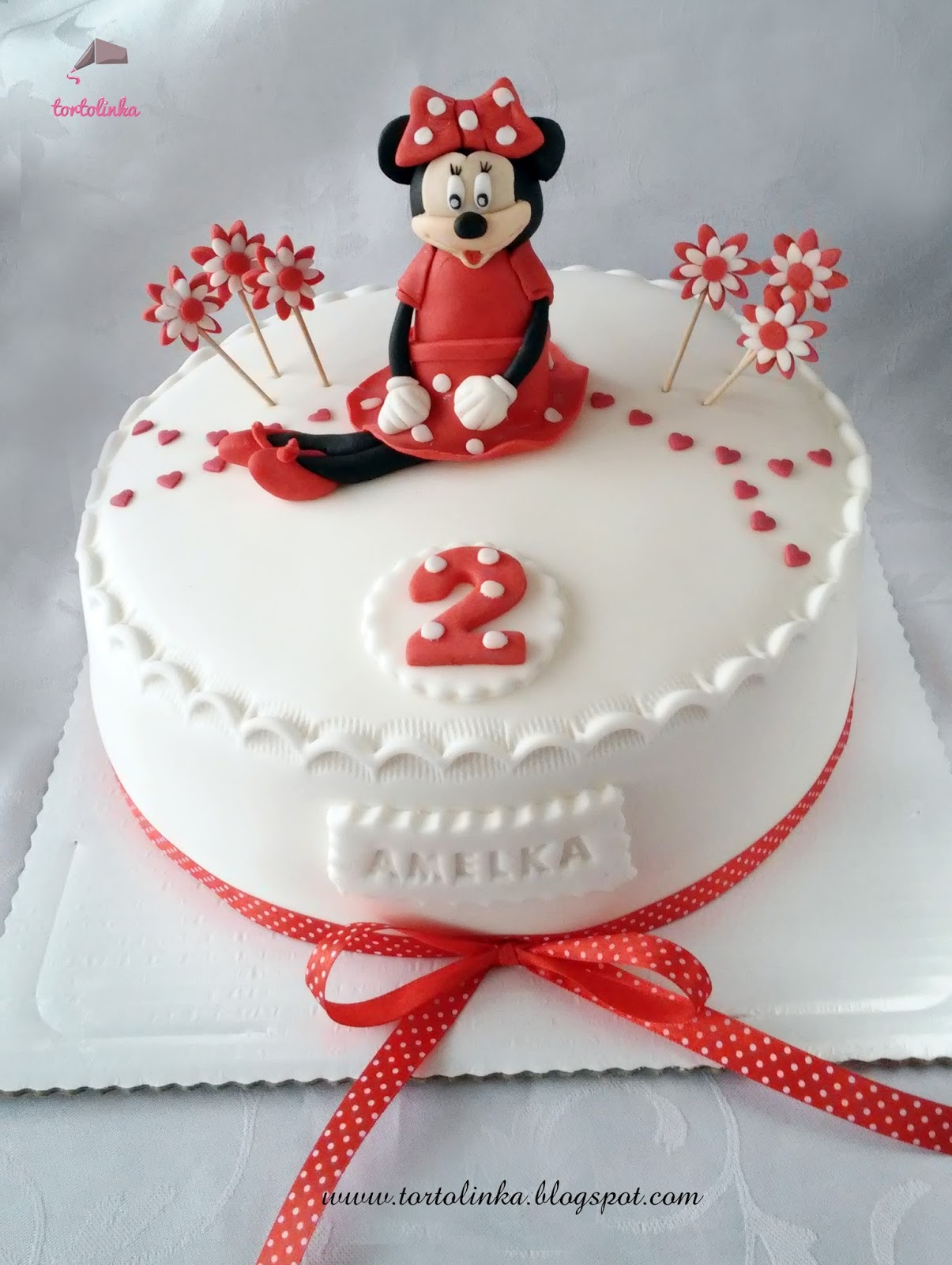 Tortolinka - torty artystyczne :): Tort Myszka Minnie i kwiaty