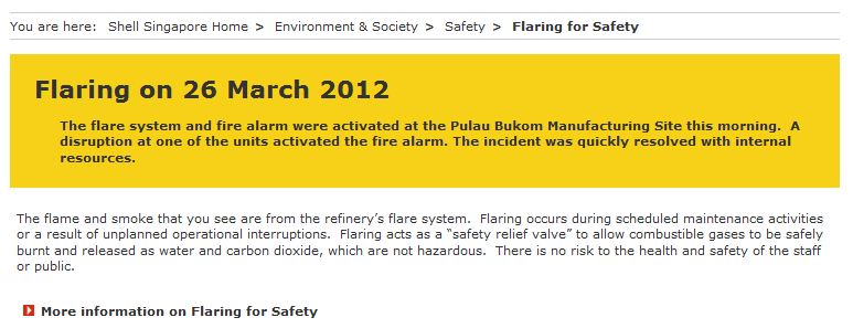 wild shores of singapore: Another fire at Shell's Bukom refinery?