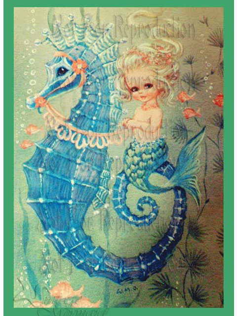 MERBABY - MERBABIES: MERBABY VINTAGE POSTCARDS FABRIC BLOCKS FOR QUILTING
