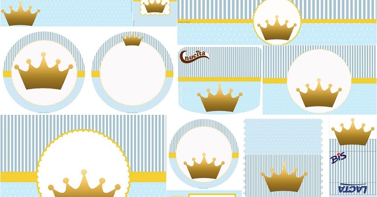 Crown in Light Blue: Free Printable Candy Bar Labels. - Oh My Baby!