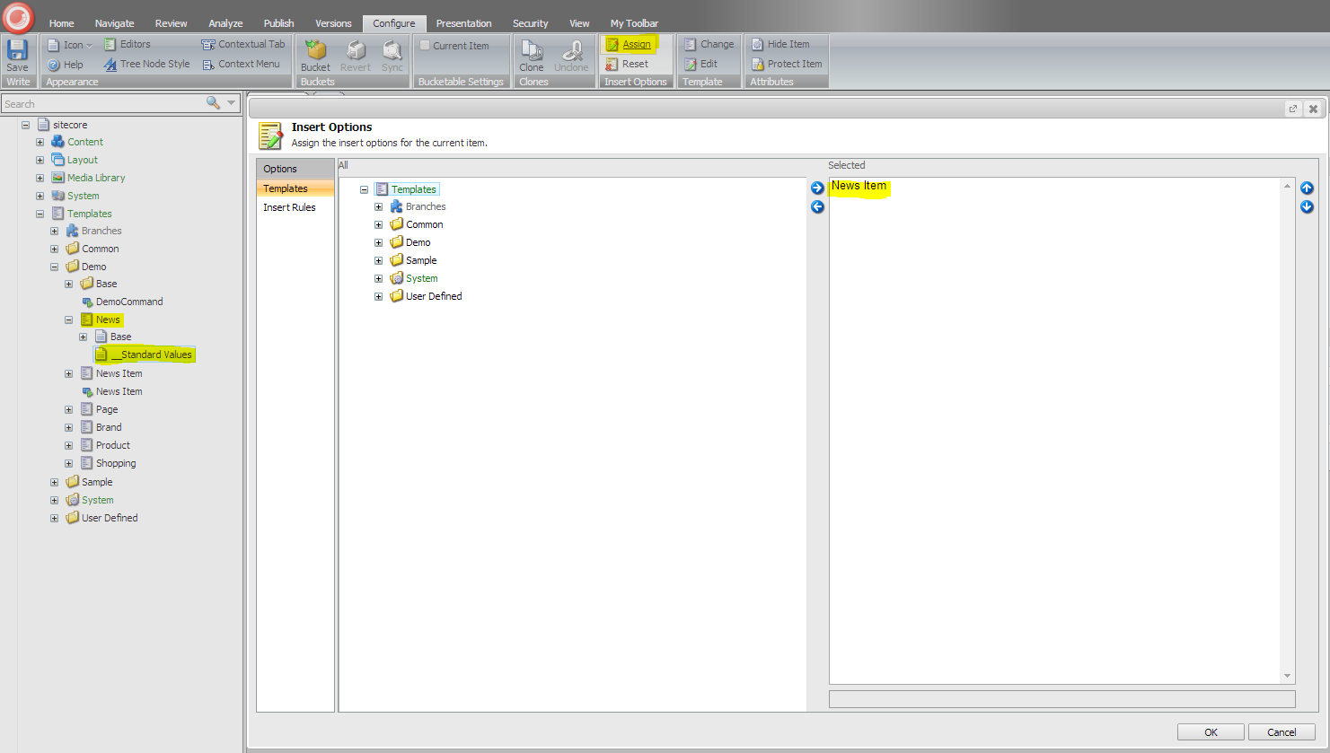 Sitecore: Example of Sitecore Command Template With User Interface