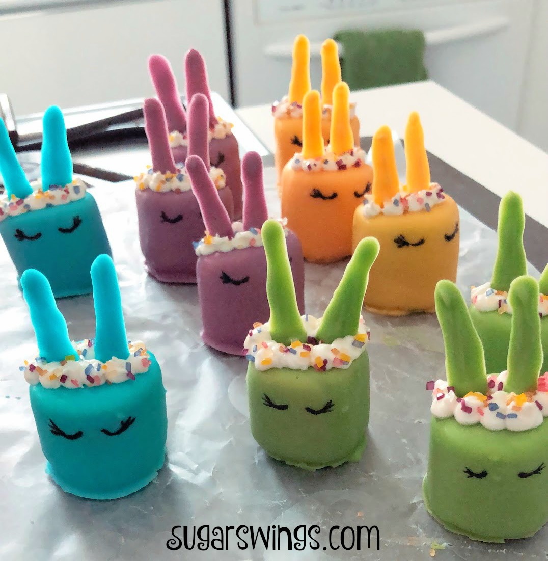 Sugar Swings! Serve Some: Candy Dipped Marshmallow Bunnies for Easter
