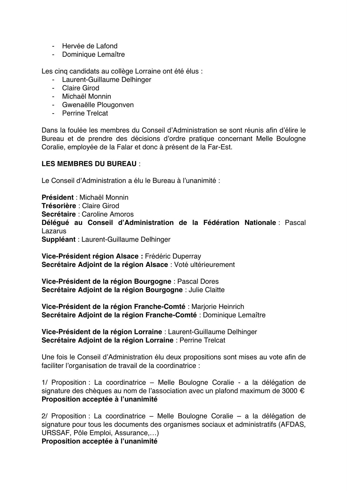 Far-est: Le Conseil d'Administration 2011 Compte-Rendu et photos