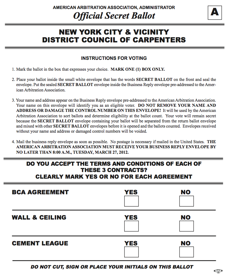Local 157 blogspot: Carpenter Contract Ratification Vote