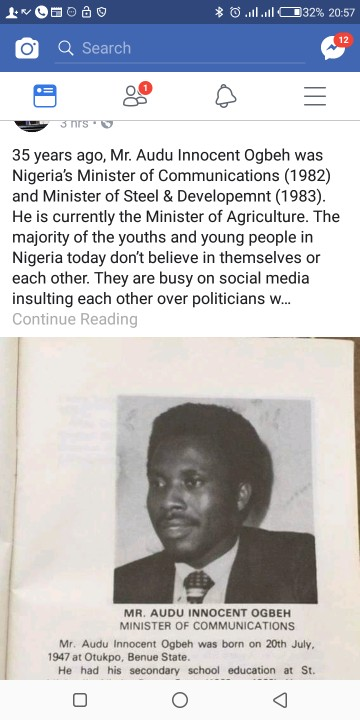 Throwback Photo Of Audu Ogbeh As Minister Of Communication In 1982 ...