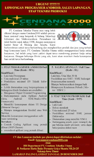 Klik di sini :: PT. Cendana Teknika Utama Malang Membutuhkan Staf Programmer Android, Sales ...