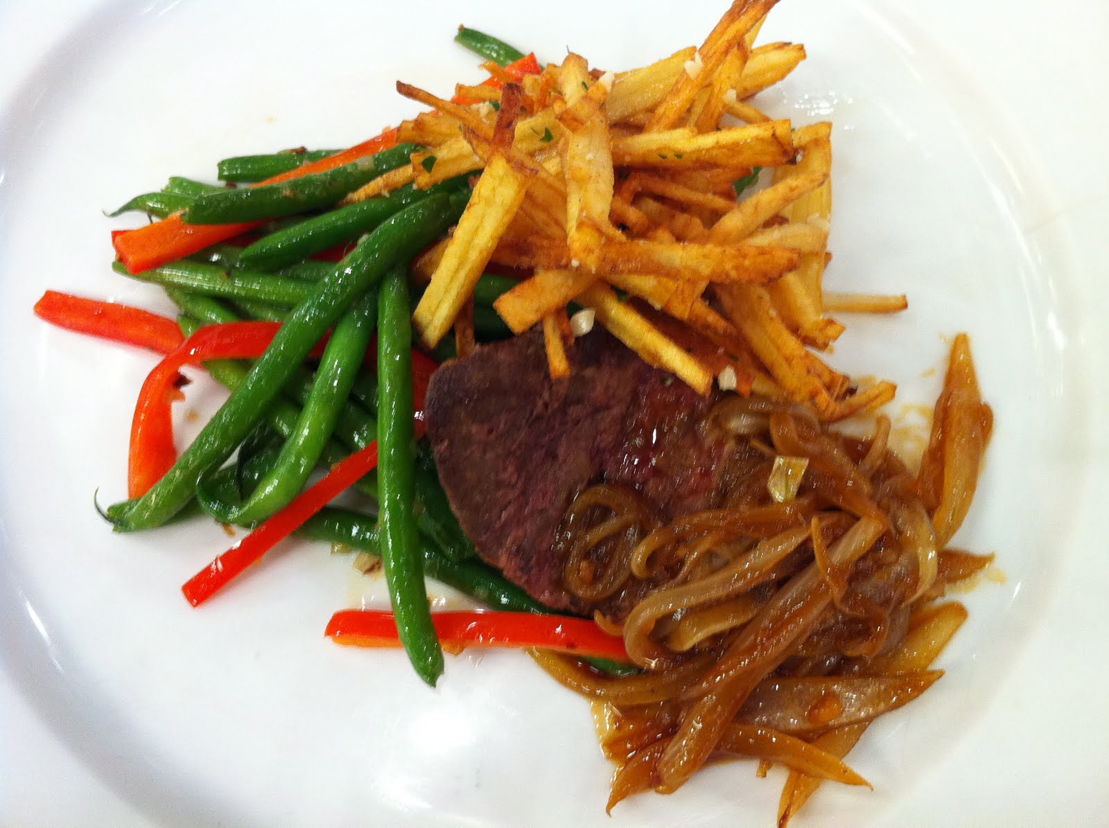 on the side: Liver Lyonnaise and Beef with Blue Cheese Mornay