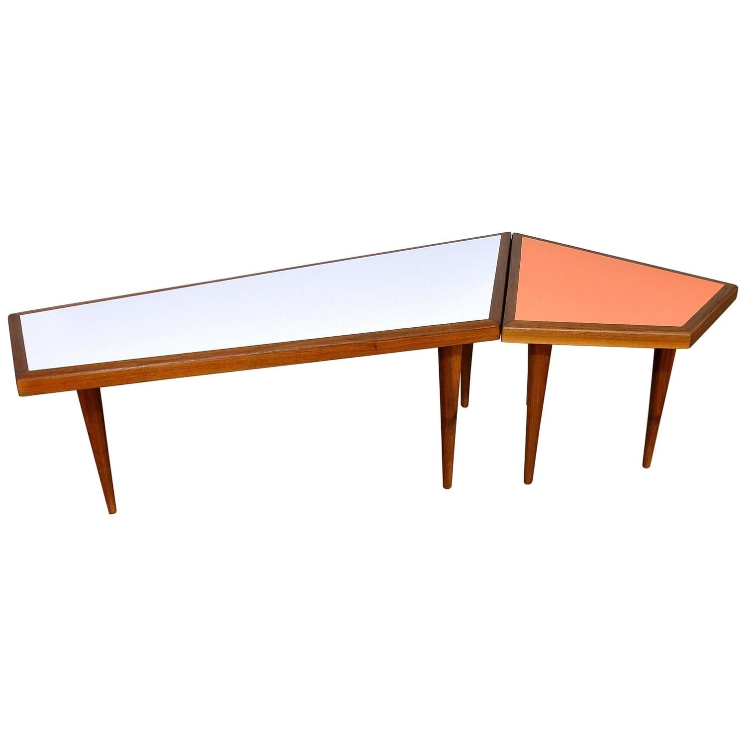 SELECT MODERN: Danish Modern Teak Geometric Coffee & Side Table Set
