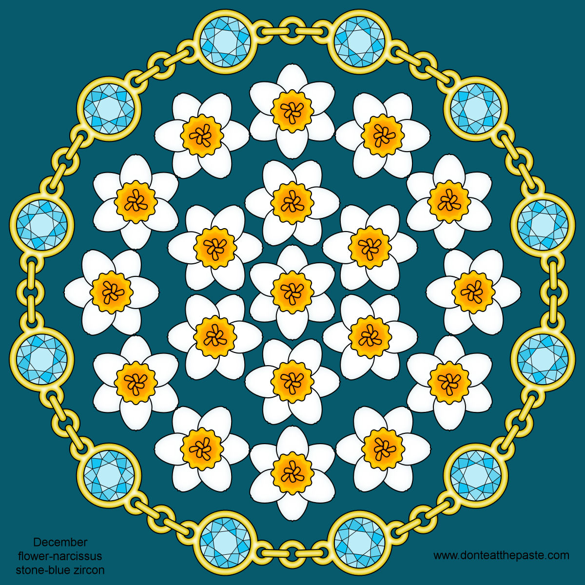 Don't Eat the Paste: December Birthstone and Flower Mandala