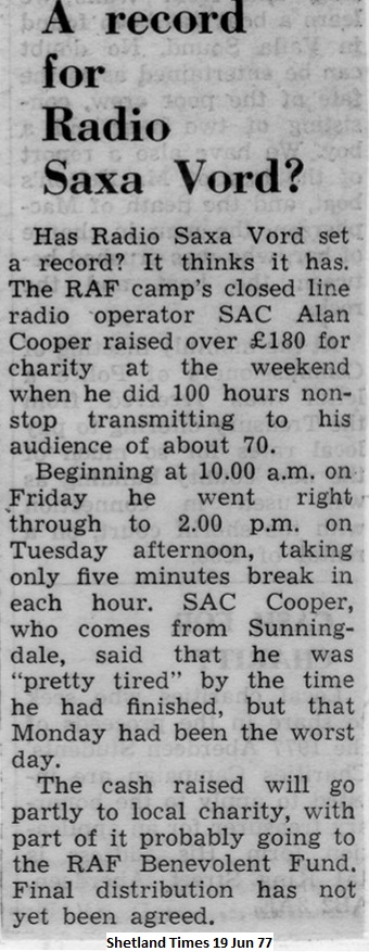 A History of RAF Saxa Vord: Radio Saxa Vord - RSV