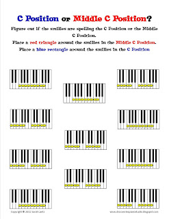 Discoveries Piano Studio: New Worksheets to Help Learn C and Middle C ...